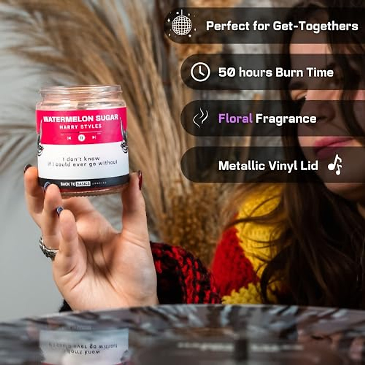 Back to Basics | Watermelon Sugar - 9oz Soy Wax Lavender Scented Candle for Home Decor, Birthday Gifts for Women, Men, Best Friend | Relaxing Aromatherapy Made in USA