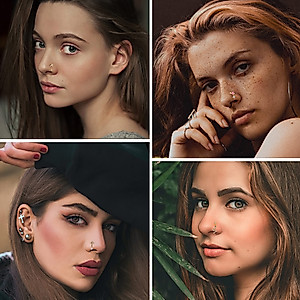 Sanfenly 12Pcs 20G Dangle Nose Studs for Women Stainless Steel L Shaped Nose Studs CZ Cherry Snake Heart Butterfly Flower Moon Dangling Nose Piercing Jewelry