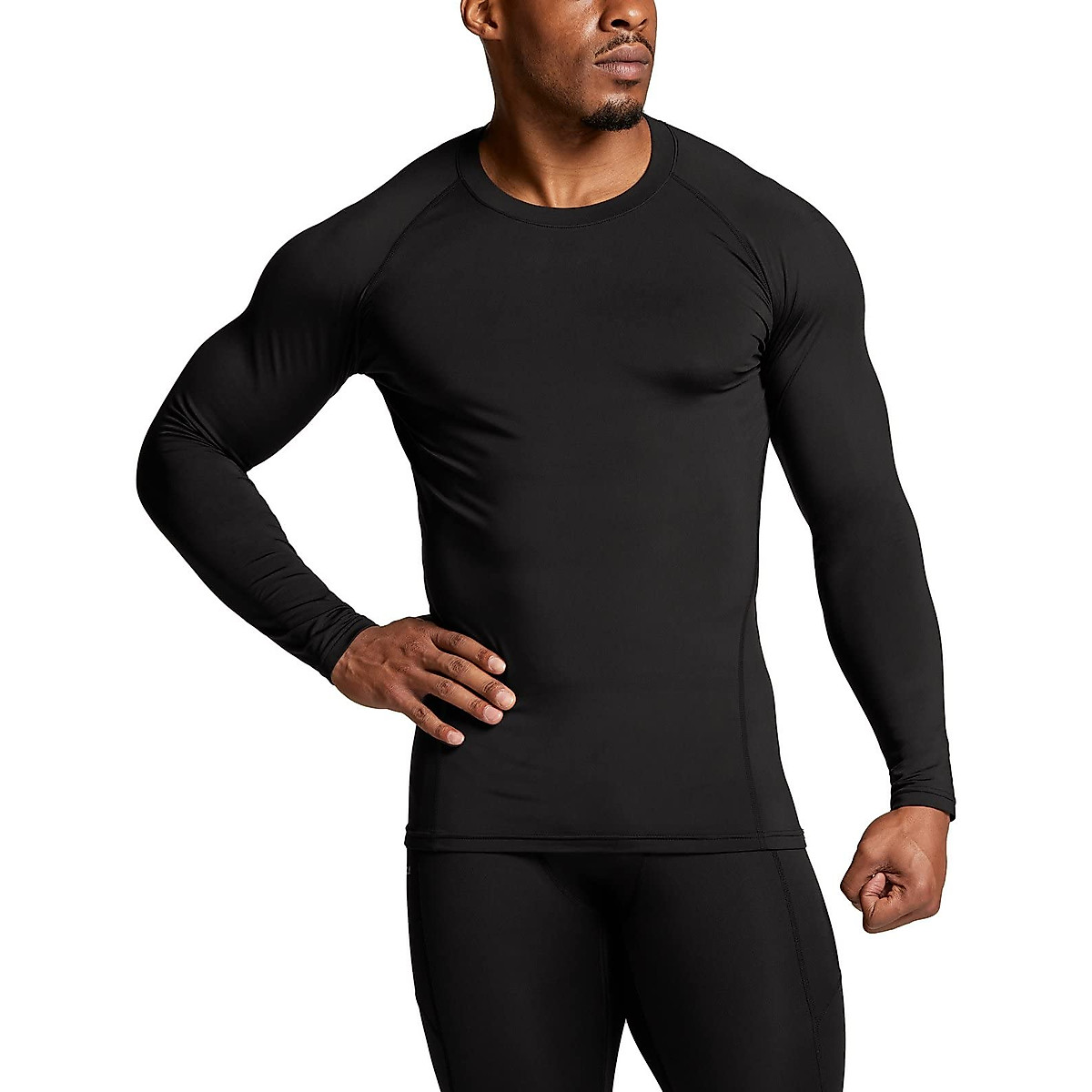 ATHLIO Men's Thermal Long Sleeve Compression Shirts, Winter Gear Sports Base Layer Top, Athletic Running T-Shirt, Active Top 3pack Black/Black/Black, Large
