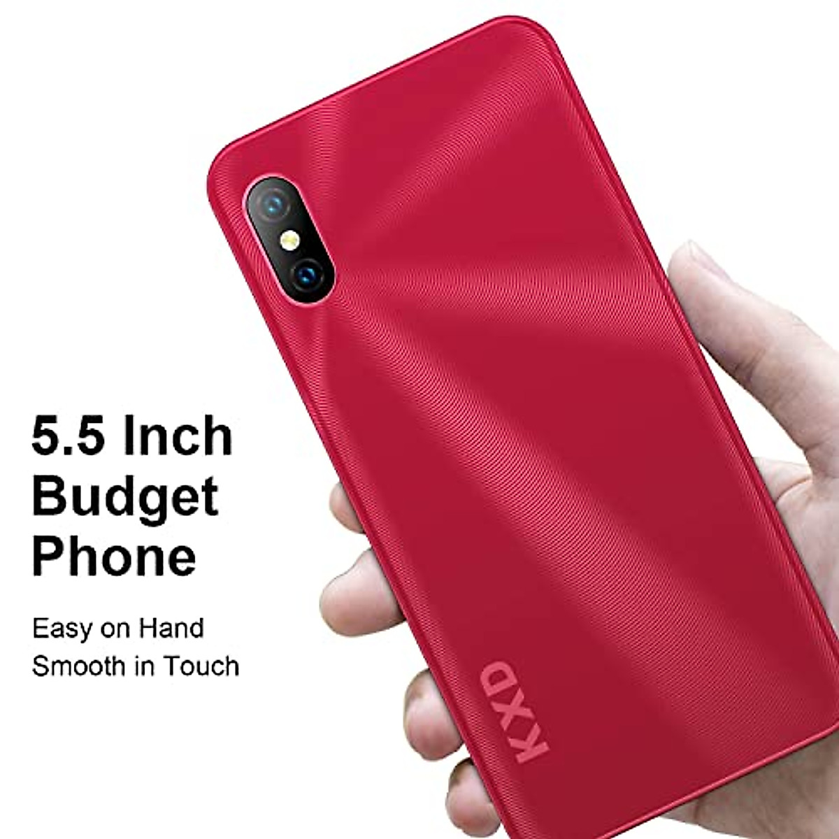 KXD Android Phone Unlocked 6A Cell Phones Unlock Dual SIM - 3G Smartphones Full-Screen - 1+8GB/ 64GB Extension - Face ID - 8MP+5MP Camera - Red