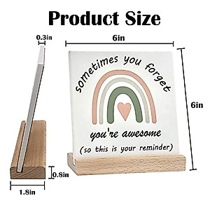 Urbcent Inspirational Gifts for Women Encouragment Signs Desk Decor for Friends Motivational Quote Decorative 6"x6" Plaque with Wooden Stand