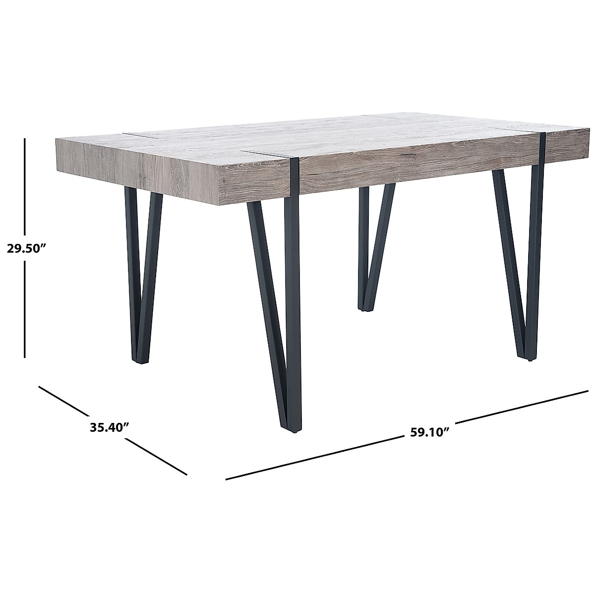 SAFAVIEH Home Collection Alyssa Mid-Century Rustic Industrial Grey Oak/Black Dining Room Table DTB7000C, 0