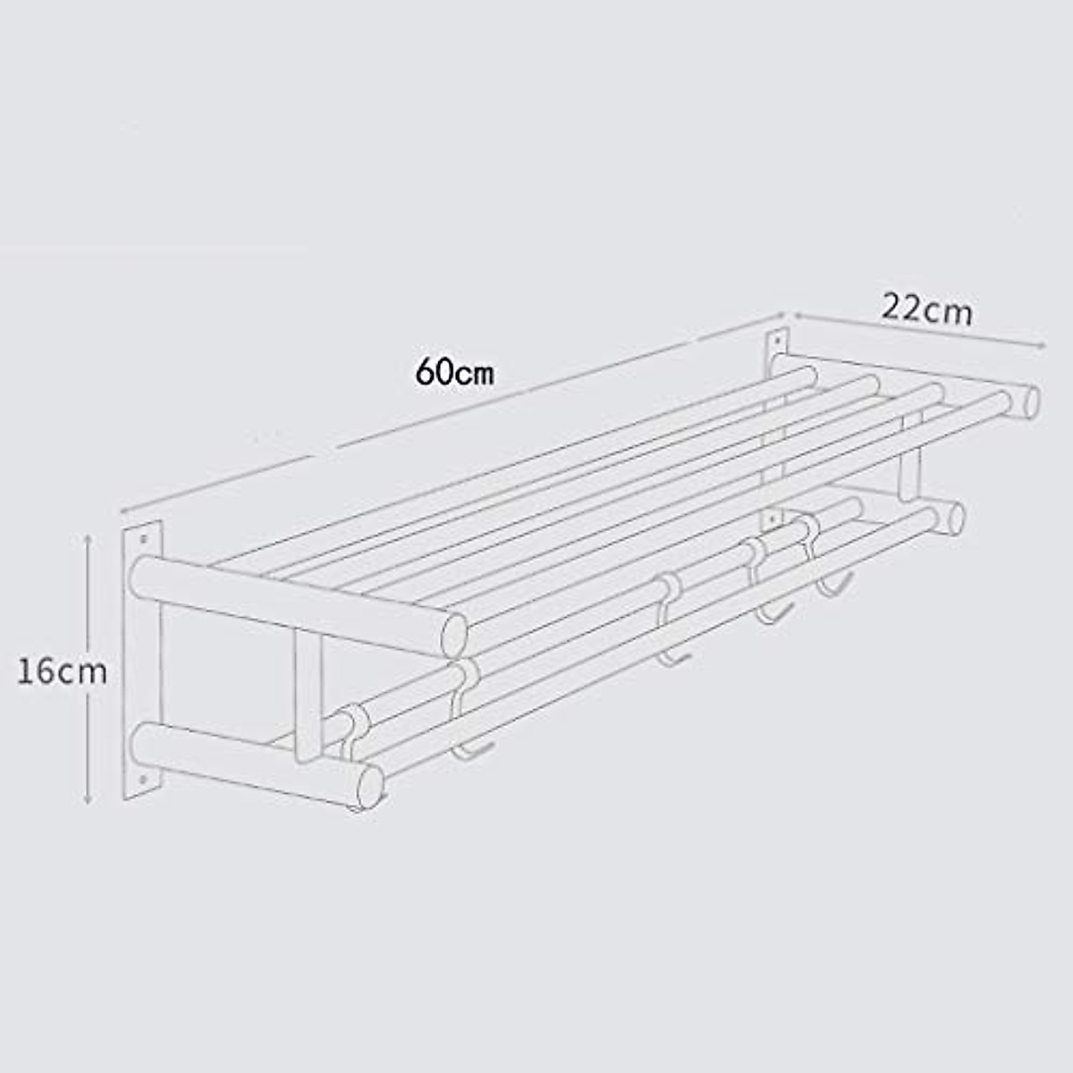 OMOONS Stainless Steel Plated Wall Mounted Bathroom Towel Double Shelf Storage Rail Holder Rack