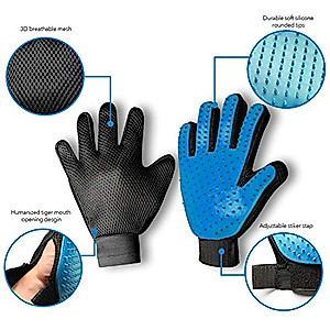 Pet Hair Remover Glove - Gentle Pet Grooming Glove Brush - Efficient Deshedding Glove - Massage Mitt with Enhanced Five Finger Design - Perfect for Dogs Long & Short Fur - 1 Pack (2 in 1 Glove)