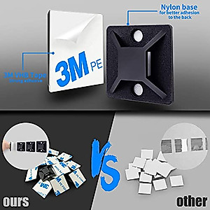 4/5" 100 Pack Zip Tie Mount With Cable Ties,Self Adhesive-backed Mounts For Wire Holder , Black Cable Management Clips Wall Anchors