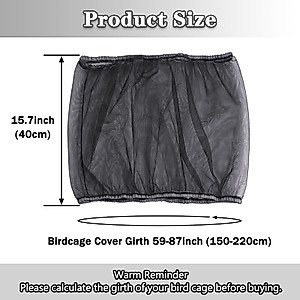 Bird Cage Seed Catcher, Bird Cage Net Cover Adjustable Bird Cage Netting Seed Catcher for Bird Cages Seed Catcher Guard Net Cover Bird Cage Skirt for Parrot Parakeet Macaw Round Square Cages - Black