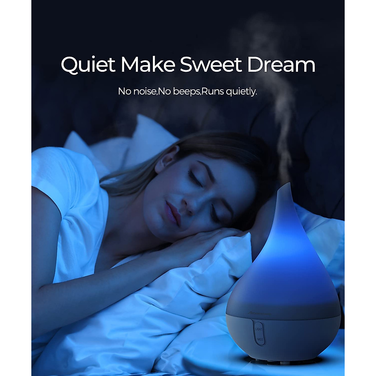 Aromacare, Aromatherapy Aroma Diffuser for Essential Oils, Cool Mist Humidifier for Home Bedroom, One Fill for 10Hours with Night Light 2 Mist Mode Waterless Auto-Off