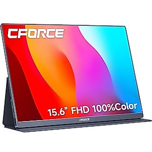 c-force Portable Monitor 15.6 inch FHD 1080P USB C HDMI Ultra-Slim IPS Computer Display w/Speakers, HDR Plug & Play, External Portable Monitor for Laptop PC Phone Mac Xbox PS5 Switch