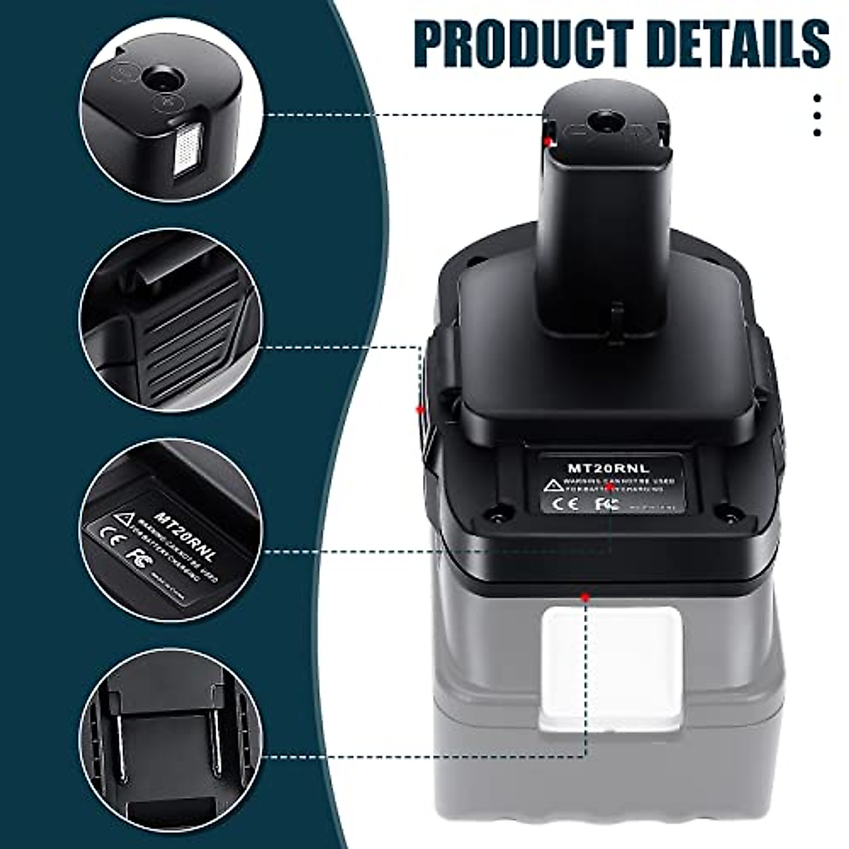 MT20RNL Adapter for Makita 18V Battery to for Roybi 18V Battery，Most Batteries for MAKITA:BL1860B / BL1860 / BL1850B / BL1850 / BL1840 / BL1830B / BL1830 / BL1820 / BL1815 etc.