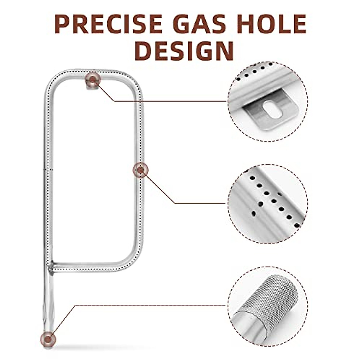 QuliMetal 41862 Grill Burner for Weber Q2200, Q220, Q2000 Q200, 396000, 396001, 396002, 566002, 53060001, 54060001, 304 Stainless Steel Grill Burner Tube Pipe Part for 69956/60041, 20.5 Inch