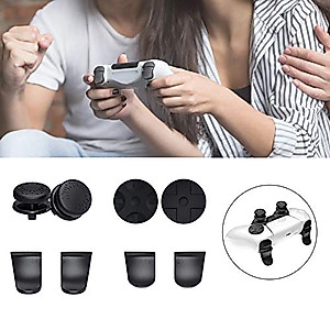 Onyehn 8 in1 Anti-Slip Replacement Part Kit for PS5 Dualsense Game Controller,with 2 Thumb Grip Baps 4 L2 R2 Trigger Extenders 2 D-Pad Buttons Caps for Playstation 5 Controller