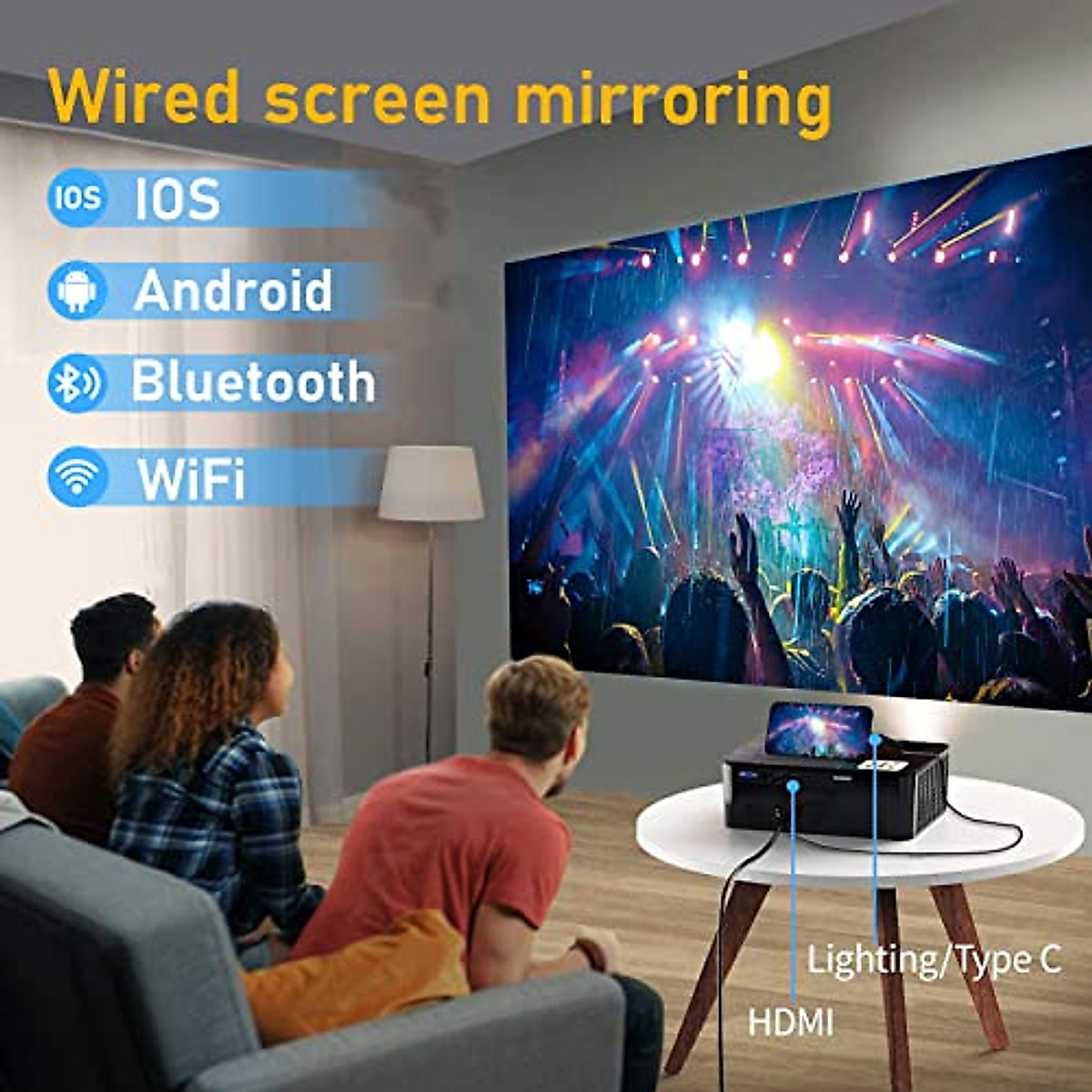 5G WiFi Bluetooth Projector, Full HD Native 1080P Projector 10000 Lumens Support 4K,Zoom,Keystone Correction,Compatible w/ TV Stick, iOS, Android,Laptop[Carrying Bag Included]