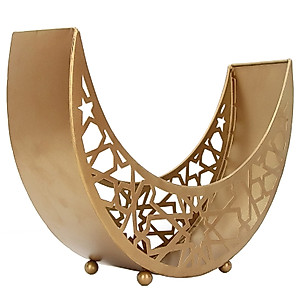 Ramadan Tray Moon Shape Large Capacity 11.8x8.3x3.1in Decorative Iron Serving Tray for Islam Muslim Eid Holiday for Muslim Party Festival Table Decor