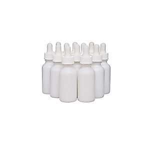 Focus Nutrition 12 Pack White Coated Boston Round Essential Oils Aromatherapy Glass Bottles Jar With White dropper cap, 1oz