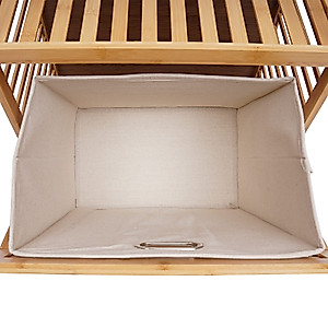 Bamboo Laundry Hamper, Fold Laundry Hamper, Laundry Room Shelves With Rope Handles, Natural Stain Bamboo, Four Layers Storage Basket 19.7"L*11.8"W*46.9"H(inch), For Laundry Room, Bedroom