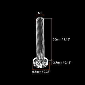 uxcell M5x30mm Plastic Phillips Bolts 50pcs PC Pan Head Machine Screws Transparent
