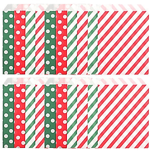 LUOZZY 24pcs Christmas Candy Bags Kraft Paper Xmas Gift Wrapping Papers with Stickers Christmas Cookie Bags Xmas Party Supplies