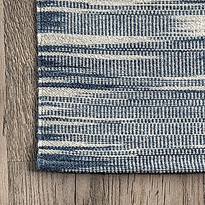 nuLOOM Reba Handmade Abstract Striped Wool-Blend Flatweave Area Rug, 8' x 10', Blue