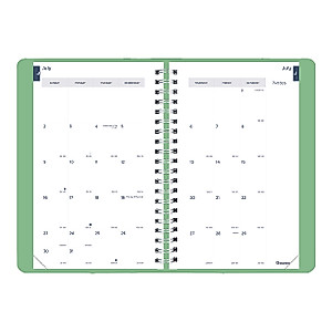Blueline Essential Academic Weekly/Monthly Planner, 13 Months, July 2023 to July 2024, Twin-Wire Binding, Soft Vicuana Cover, 8" x 5", Mint Green (CA101F.03-24)