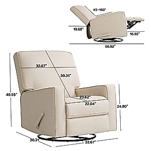 ASHOMELI Swivel Glider and Recliner Chair,Swivel 360°,Water Repellent & Stain Resistant (Off-White)