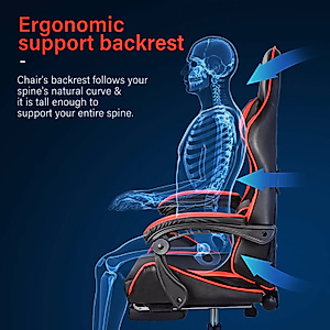 YSSOA Gaming Chair,Ergonomic Office Chair,High Back Computer Chair,Adjustable Swivel Leather Desk Chair,Mesh Task Chair with Headrest and Lumbar Support