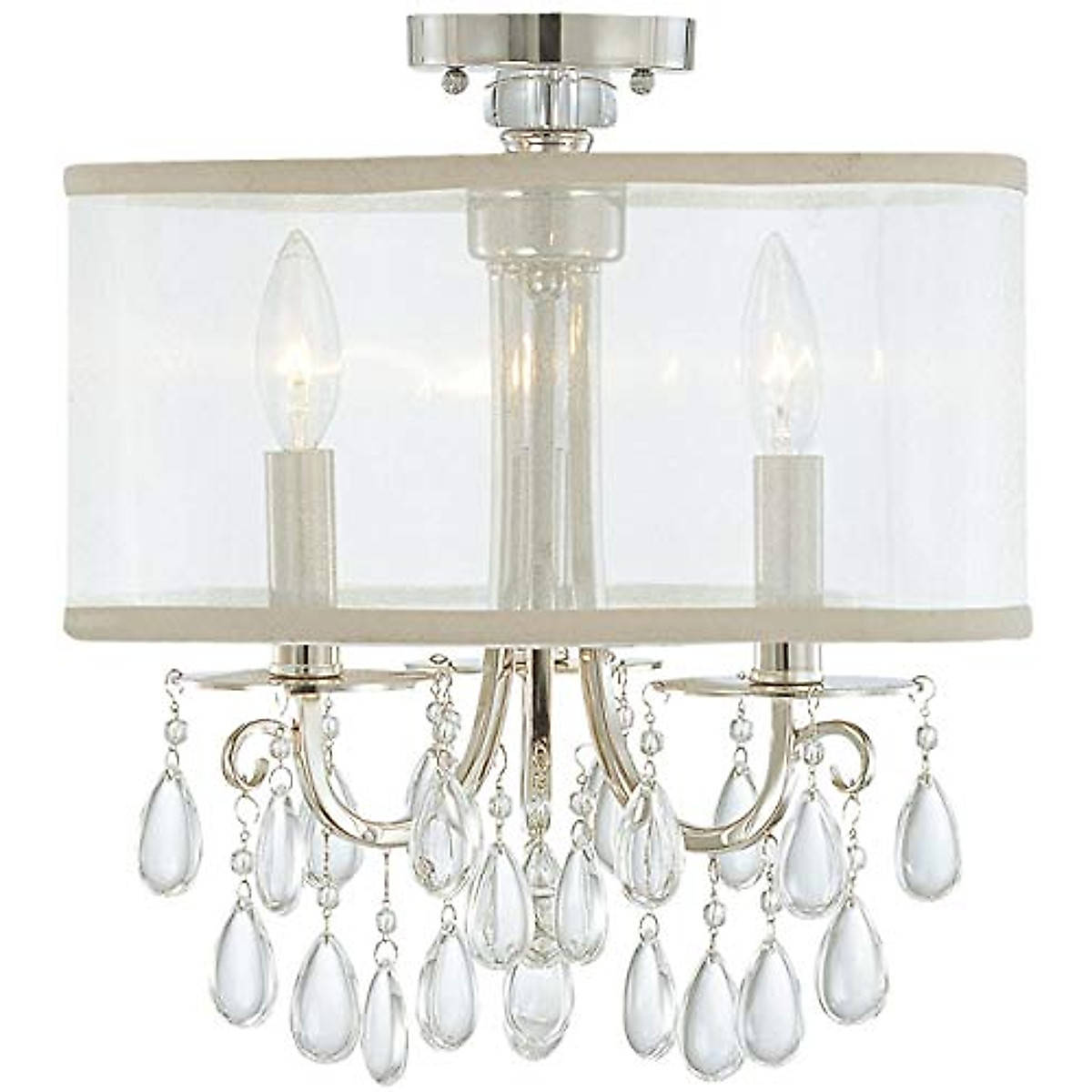 Hampton 3 Light Polished Chrome Clear Crystal Drum Shade Mini Chandelier