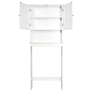 Two-Door Toilet lid Cabinet with Adjustable Shelves (Color : White)