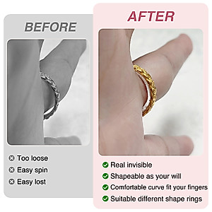 Invisible Ring Size Adjuster, Ring Resizer for Loose Ring, Ring Guards for Woman and Man Ring, Ring Adjuster Adhesive UV Light Easy to Use, Fit for Thin, Wide Rings, Unusual Rings