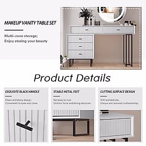 Anbuy Makeup Vanity Desk Set with Drawers, Large Modern Makeup Dressing Table Bedroom Vanity Sets Storage Dresser Furniture Set