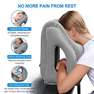 HOMCA Travel Pillow, Portable Head Neck Rest Inflatable Pillow from, Design for Airplanes, Cars, Buses, Trains, Office Napping, Camping - Includes Free Eye mask