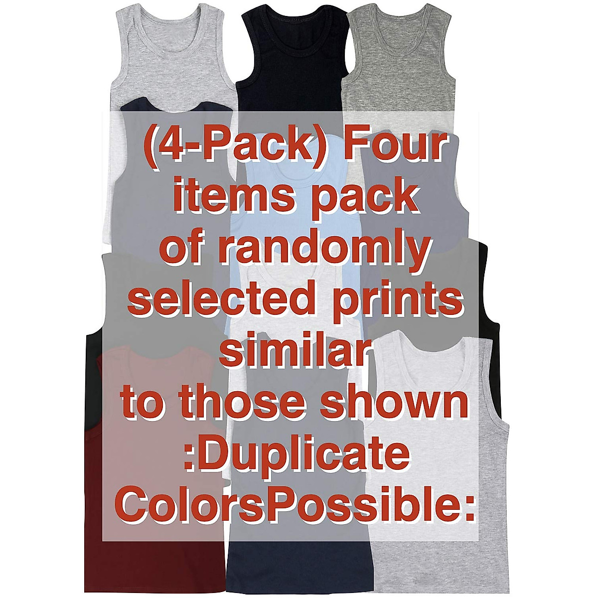 ToBeInStyle Boys' 4 Pack Double Needle Hem Tank Tops - Basic - Size 2