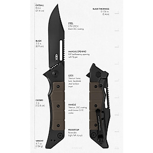 Zero Tolerance 0223, Designed by Tim Galyean, EDC Manual Opening Knife, Green, 3.5 Inch