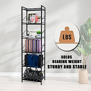 ZHAZHADI Kitchen Storage Shelf Rack, 6 Tier Metal Shelving Unit, Free Standing Shelving Unit Heavy Duty Shelves Rack Bathroom Shelf Plant Standfor Pantry Closet Kitchen Laundry,Black