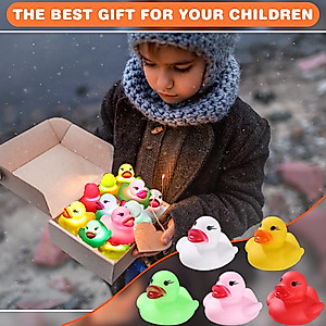 12 Packs Light up Rubber Ducks Glow Bath Toys Flashing Ducks for Bath for Teens on Birthday Easter Christmas Shower Pool Bath Toys Preschool Bathtub Bathroom (Cute Color)
