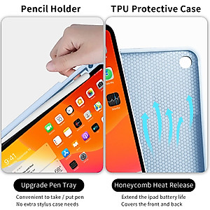 JKSML 10.2 inch Keyboard Case for iPad 9th/8th/7th Generation, 2021/2020/2019 Gen Case with Pencil Holder, Stand Folio Detachable Bluetooth Keyboard TPU Case for iPad 10.2'' 9th/8th/7th, White ice