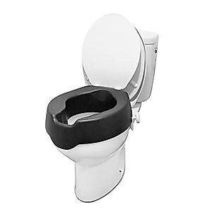 KMINA - Toilet Seat Risers for Seniors 4 inch, Soft Raised Toilet Seat with Lid, Handicap Toilet Seat Riser, Soft Elevated Toilet Seat for Elderly, Black High Toilet Seat for Seniors