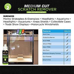Rolite - RMCSR8z Medium Cut Scratch Remover (8 fl. oz.) for Plastic & Acrylic Surfaces Including Marine Strataglass & Eisenglass, Headlights, Aquariums
