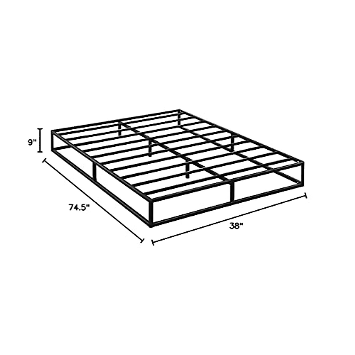 Olee Sleep 9 Inch Modern Metal Platform Bed Frame/Steel Slats/Mattress Foundation/No Box Spring Needed, Twin, Black