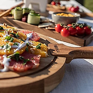 Boska Wooden Serving Cheese Round Board - Holland Life Best For Cheese, Tapas, Bread, and Desserts Presentation - Board Slab with Non-Slip Feet - Cutting and Charcuterie Board