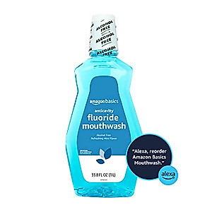 Amazon Basics Anticavity Fluoride Mouthwash, Alcohol Free, Refreshing Mint, 1 Liter, 33.8 Fluid Ounces, 1-Pack (Previously Solimo)