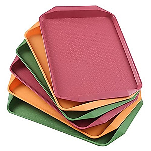 Leendines Plastic Food Serving Trays, 6 Packs Cafeteria Trays