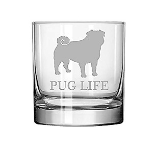 11 oz Rocks Whiskey Highball Glass Pug Life