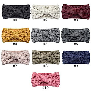 LILOA Autumn And Winter Knitting Hair Band Wheat Bowknot Sports Headband Knotted Ear Protection Head Cover Warm Hair Accessories 1Pcs (Color : 8 navy blue)
