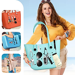 MEFFWSOER 4 PCS Key Holder for Bogg Bag, Insert Carabiner Key Chain and Hooks for Tote Bag Finding Your Keys Glasses Earphones Quickly (White)