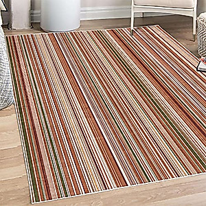 Lunarable Geometric Decorative Rug, Colorful Vertical Stripes Arrangement Abstract Ornamental Line Design, Quality Carpet for Bedroom Dorm and Living Room, 4' X 5' 5", Pale Cinnamon