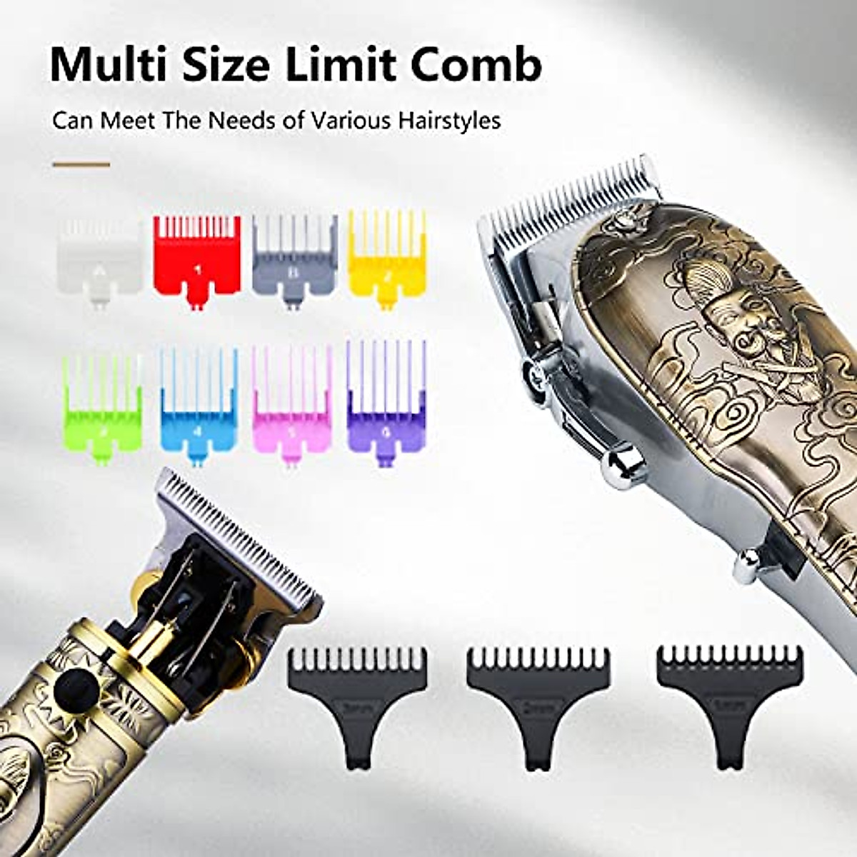 Soonsell Hair Clippers for Man T-Blade Trimmer Nose Hair Trimmer Set,Man Professional Cordless Barber Clippers Set Blade Close Cutting Beard Trimmer Trimmer ，Nose Hair Trimmer LCD Display(Bronze