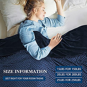 yescool Weighted Blanket with Removable Cover, Weighted Blanket Queen Size 20lbs 60"x80"for Adults, Heavy Blanket with Minky Duvet Cover,Warm Cozy Thick Throw Blanket with Premium Glass Beads (Blue)
