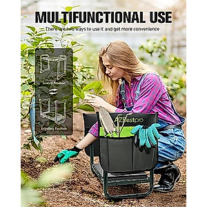 Garden Kneeler and Seat Heavy Duty, Foldable Gardening Stool - 2024 Upgraded Widened to 10" Stable Wear-resistant Prevent Knee and Back Pain, Beautiful Logo high-end 2 Large Tool Bags Gift for Women