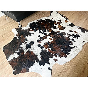 bonanza leathers Genuine Cowhide Rug Classic Tricolor Size S/L/XL 5X6/6X7/7X8 FT (5x6 ft)