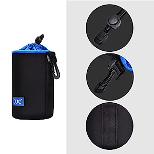 JJC Drawstring Neoprene Camera Lens Pouch Case, Protective Lens Bag for Mirrorless Lenses Up to 3.5 x 5.9 (D X H) for Canon RF 24-240mm EF-S 18-55mm f/3.5-5.6 Ni 55-200mm f/4-5.6G and More
